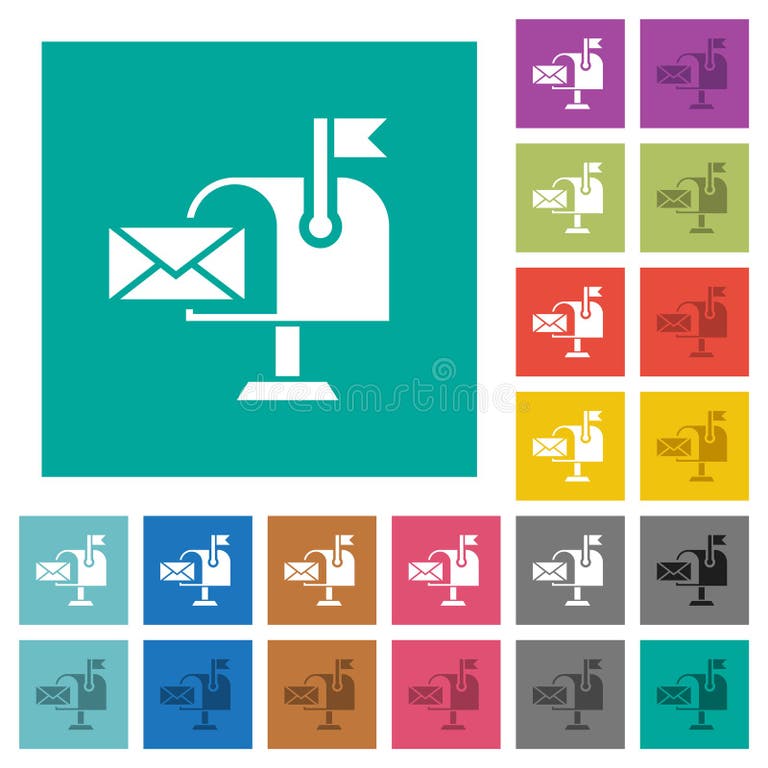 Mail Received Solid Square Flat Multi Colored Icons Stock Vector ...
