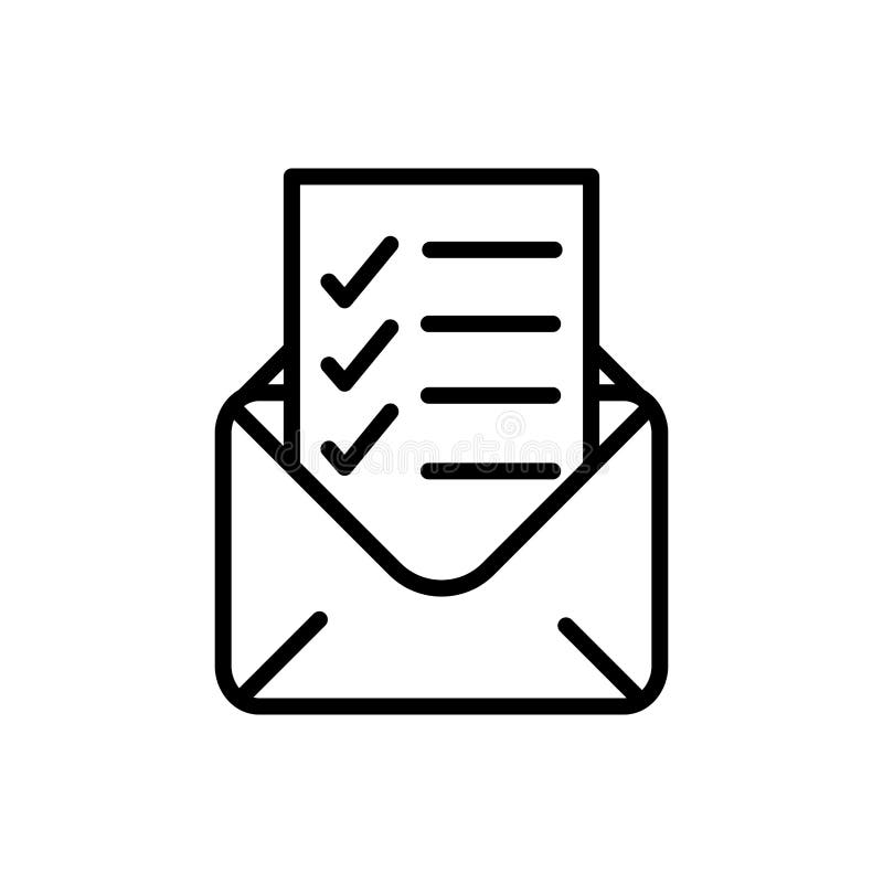 Mail Report Check Mark Delivery Icon Thick Line Stock Vector ...
