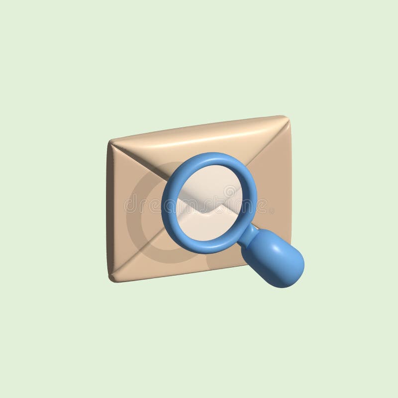 Mail Search 3d Icon. Magnifying Glass on Envelope Illustration Stock ...