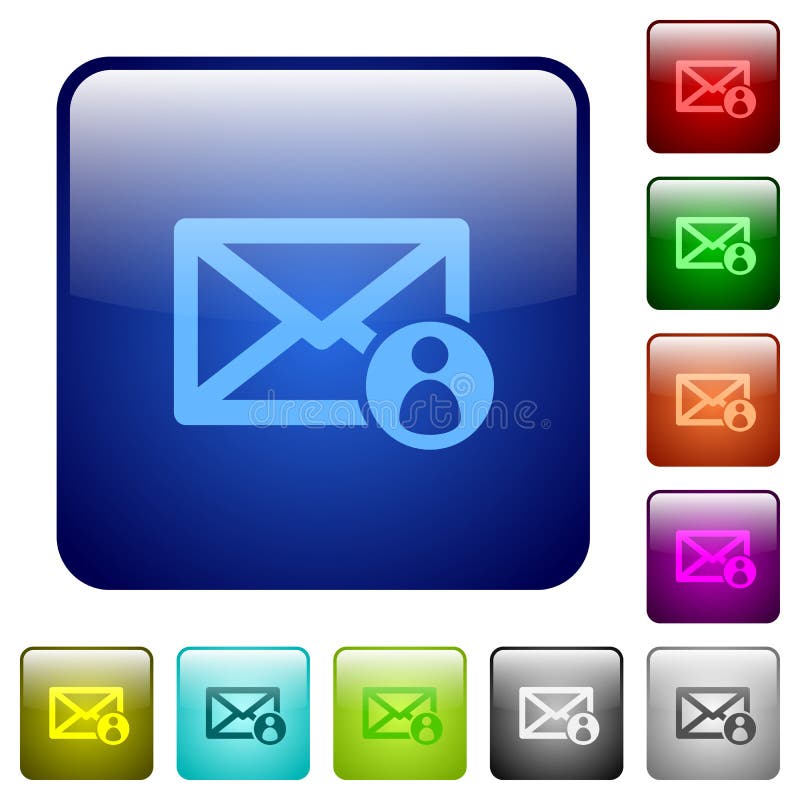 Mail Sender Color Square Buttons Stock Vector - Illustration of email ...