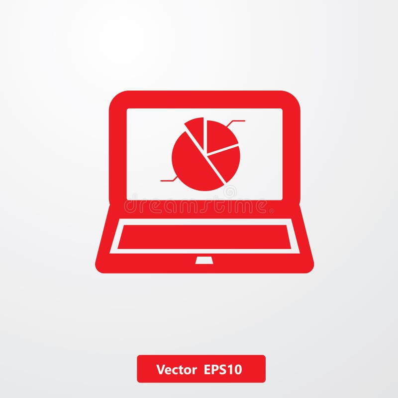 Red Pie Chart in Red Monitor Icon... Stock Vector - Illustration of ...