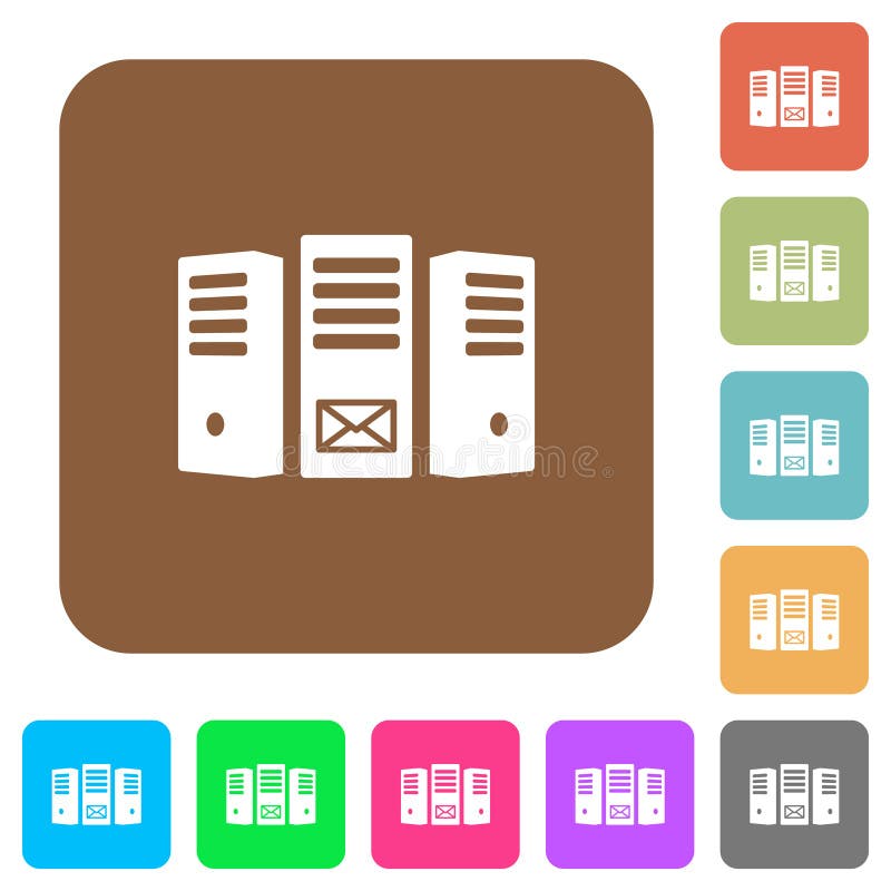 Mail Server Rounded Square Flat Icons Stock Vector - Illustration of ...