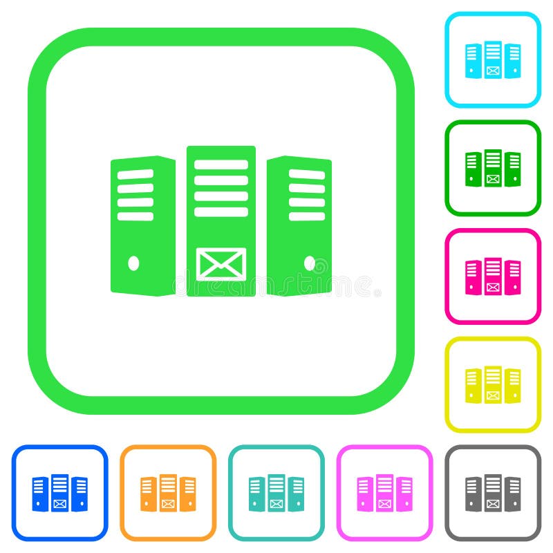 Mail Server Vivid Colored Flat Icons Stock Vector - Illustration of ...