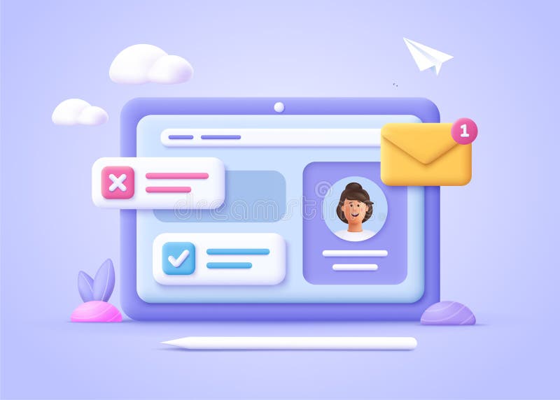 Mail Service Concept. E-mail Message, Mail Notification, Social Network ...