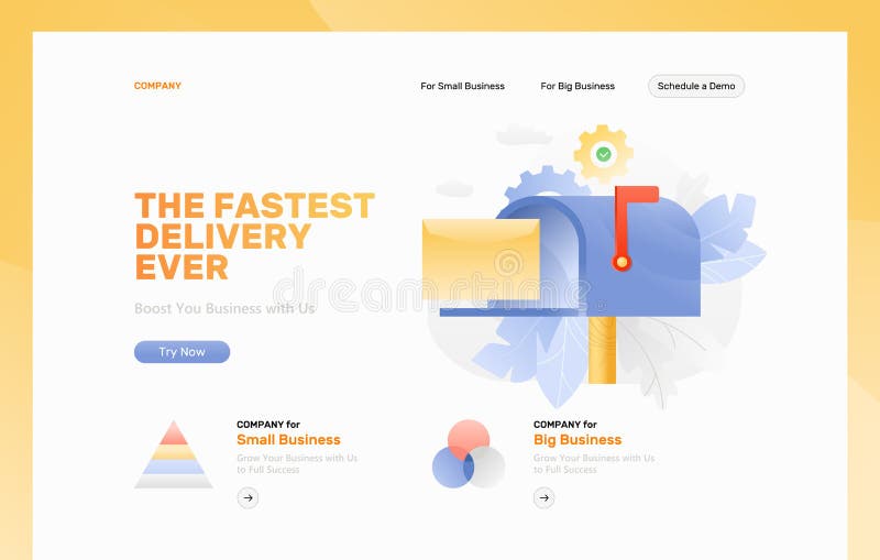 Mail Service Header Template Stock Vector - Illustration of flat, post ...