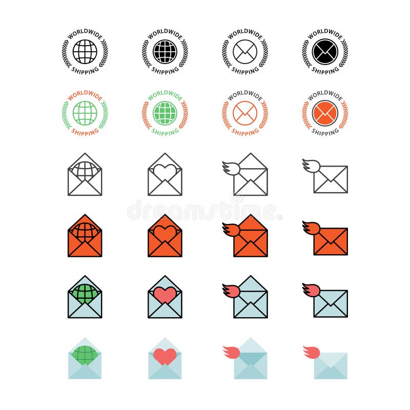 Mail service icon set stock vector. Illustration of office - 91265404