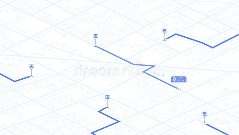 Mail Service, Navigation Plan To Package Position. Isometric City Scape ...