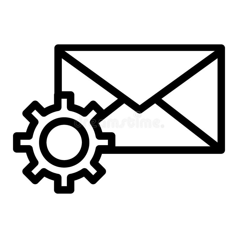 Mail Settings Line Icon. Envelope and Cog Wheel Vector Illustration ...