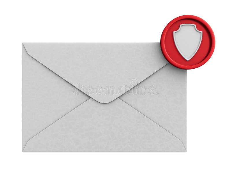 Mail and Shield on White Background. Isolated 3D Illustration Stock Illustration - Illustration ...