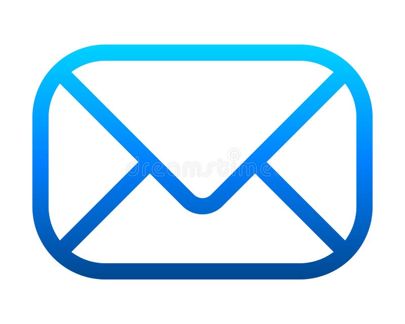 Mail Symbol Icon - Blue Simple Outline With Rounded Corners, Isolated ...