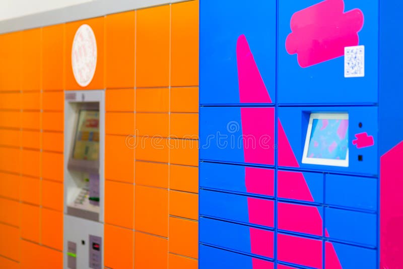 Mail Terminal with Automatic Self-service Boxes Close-up Editorial ...
