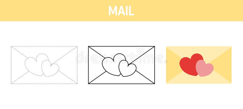 Mail Tracing and Coloring Worksheet for Kids Stock Vector ...