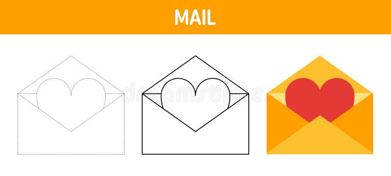 Mail Tracing and Coloring Worksheet for Kids Stock Vector ...