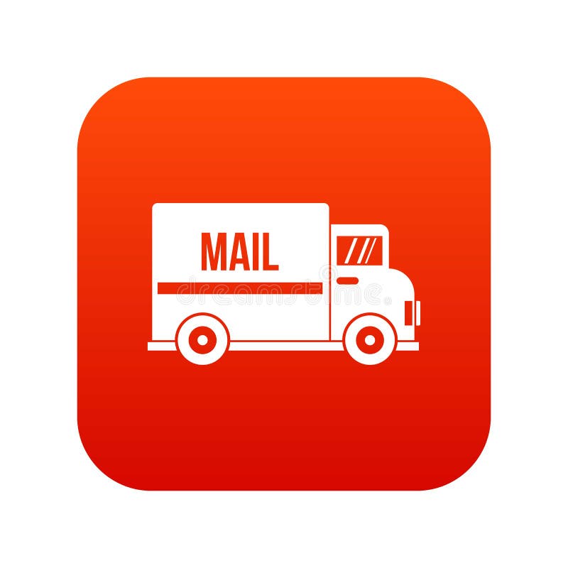 Mail Truck Icon Digital Red Stock Vector - Illustration of sent ...