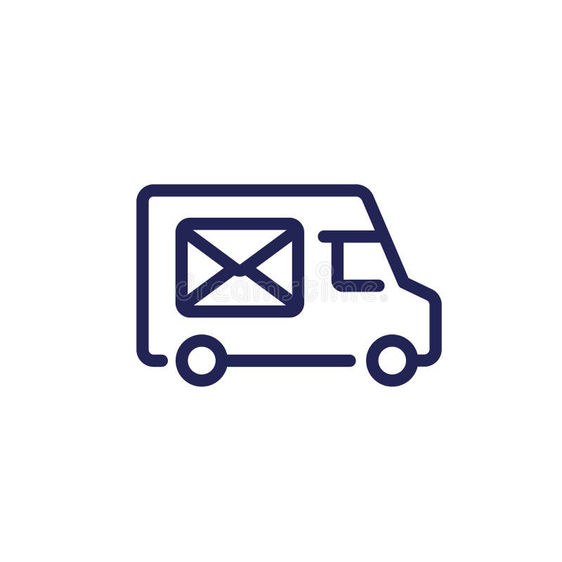 Mail Truck Vector Icon Sign Symbol Stock Vector - Illustration of email ...