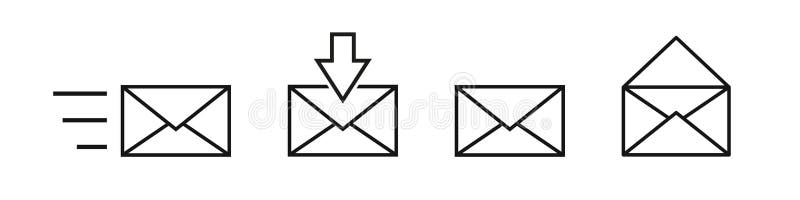 Mail Vector Icon Set. Envelope or Email Message Symbol Collection Stock ...