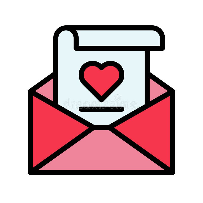 Mail Vector, Valentine and Love Related Filled Outline Icon Stock ...