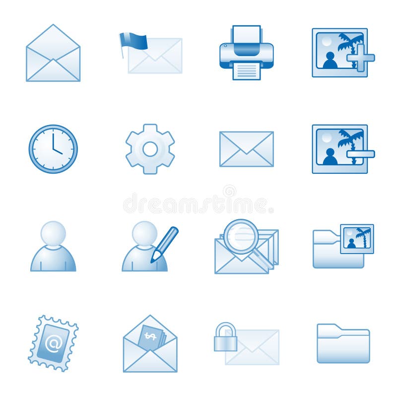 Mail Web Icons Set 2, Blue Series Stock Vector - Illustration of icons ...
