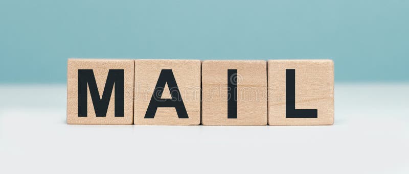 Mail - Word Concept from Wooden Blocks on Blue Background Stock Photo ...