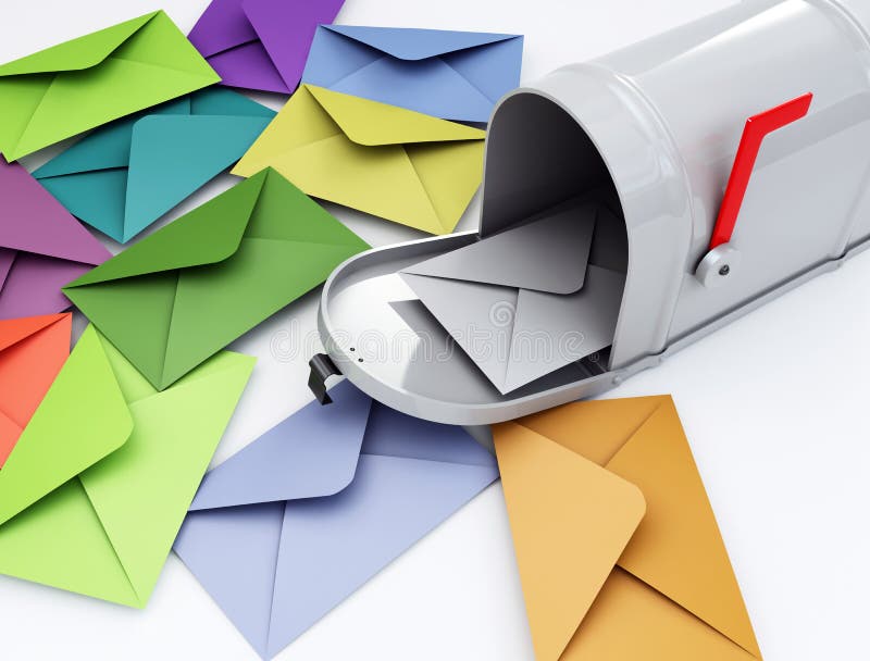 Mailbox full of mail stock illustration. Illustration of inbox - 44472693