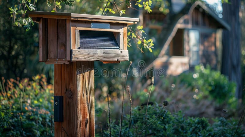 A Mailbox Attached To a Wooden Post with a Discreet Solar Panel ...