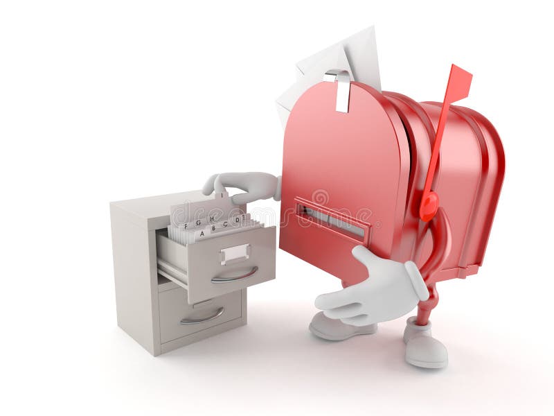 Mailbox Character with Archive Stock Illustration - Illustration of ...