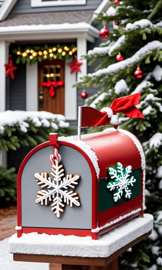 A Mailbox with a Christmas Tree in the Background. Generative AI Stock ...