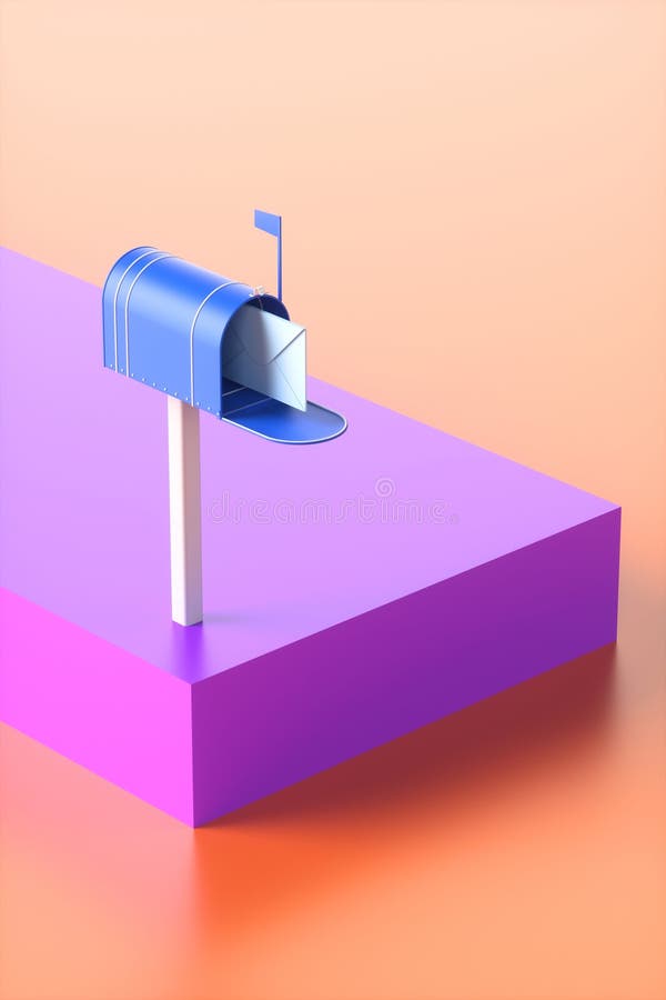 Mailbox Concept with Letter Envelope on Orange Background Stock ...