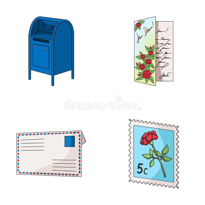 Mailbox, Congratulatory Card, Postage Stamp, Envelope.Mail and Postman ...