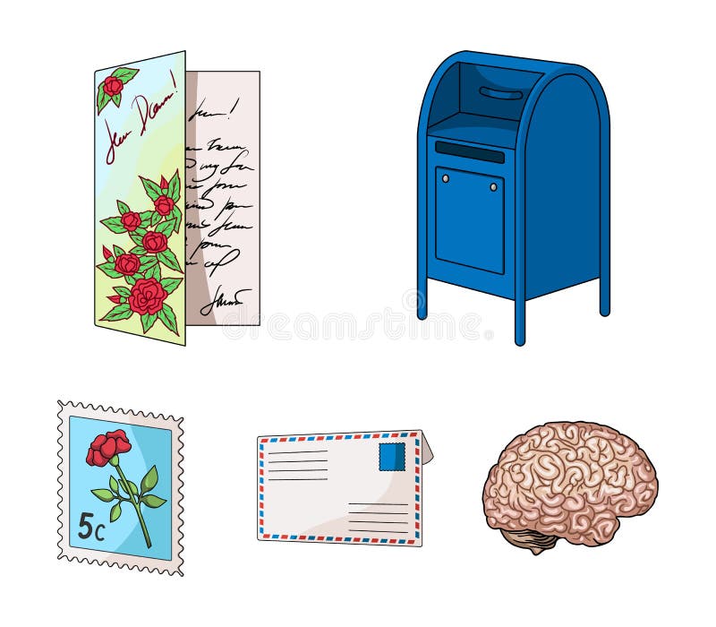 Mailbox, Congratulatory Card, Postage Stamp, Envelope. Mail and Postman ...
