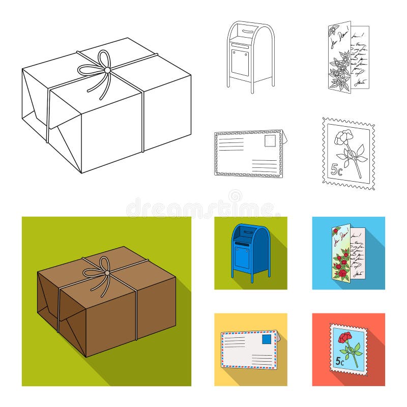 Mailbox, Congratulatory Card, Postage Stamp, Envelope.Mail and Postman ...