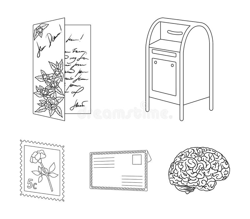 Mailbox, Congratulatory Card, Postage Stamp, Envelope.Mail and Postman ...