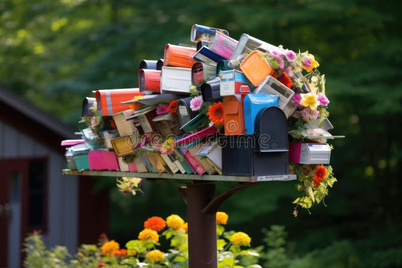 A Mailbox is Covered in a Multitude of Colorful Mail, Creating a ...