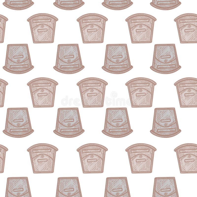 Mailbox Engraved Seamless Pattern. Vintage Letterbox in Hand Drawn ...