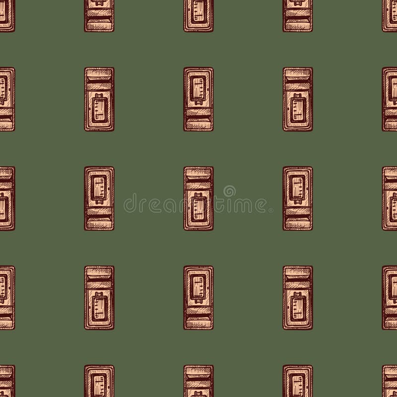 Mailbox Engraved Seamless Pattern. Vintage Letterbox in Hand Drawn ...