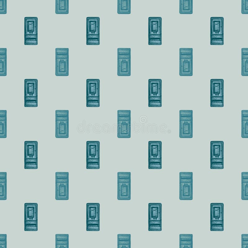 Mailbox Engraved Seamless Pattern. Vintage Letterbox in Hand Drawn ...