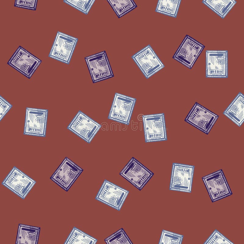 Mailbox Engraved Seamless Pattern. Vintage Letterbox in Hand Drawn ...