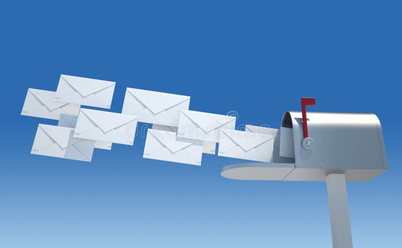 Mailbox and envelopes stock illustration. Illustration of concept ...