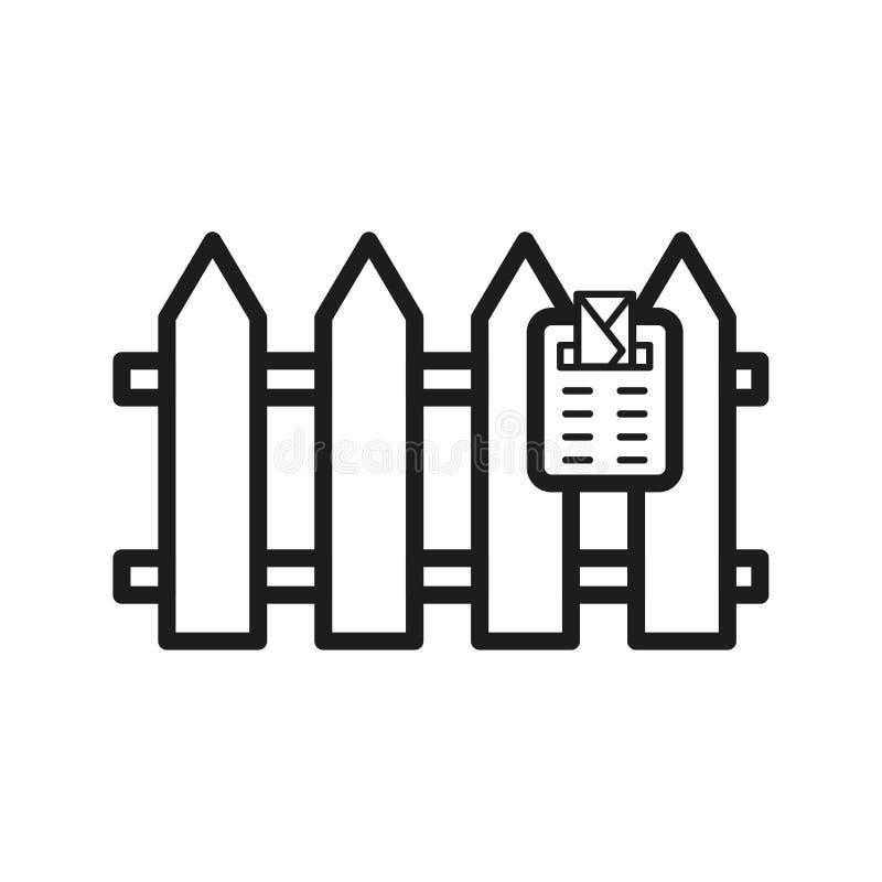 Mailbox Fence Icon. Postbox on a Wooden Fence. Vector Illustration ...