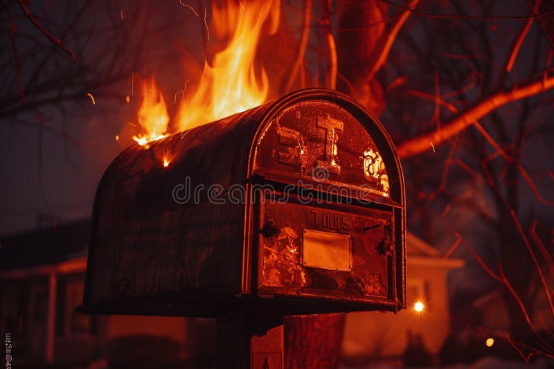 Mailbox on Fire stock illustration. Illustration of side - 351036320