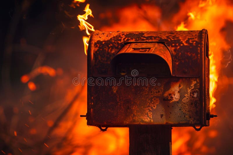 Mailbox on Fire stock illustration. Illustration of blaze - 351036291