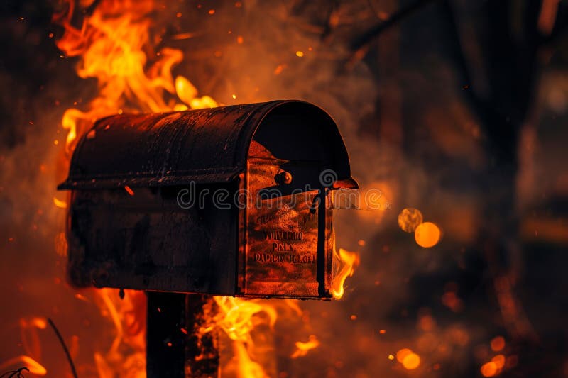Mailbox in Flames stock illustration. Illustration of burning - 351036190