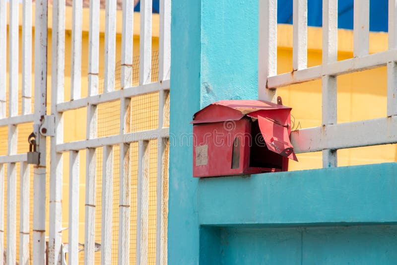 Mailbox in Front of the House and Gate with Sunlight and Beautiful ...