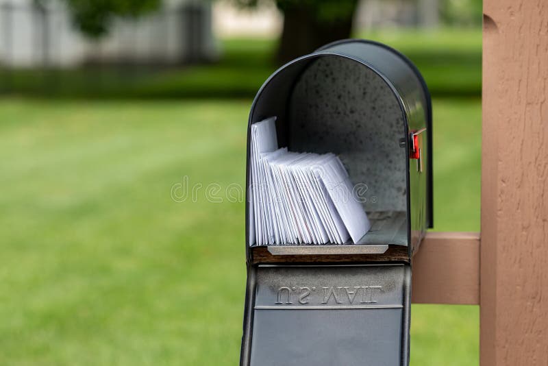 Mailbox Full of Letters and Junk Mail. Stock Image - Image of ...