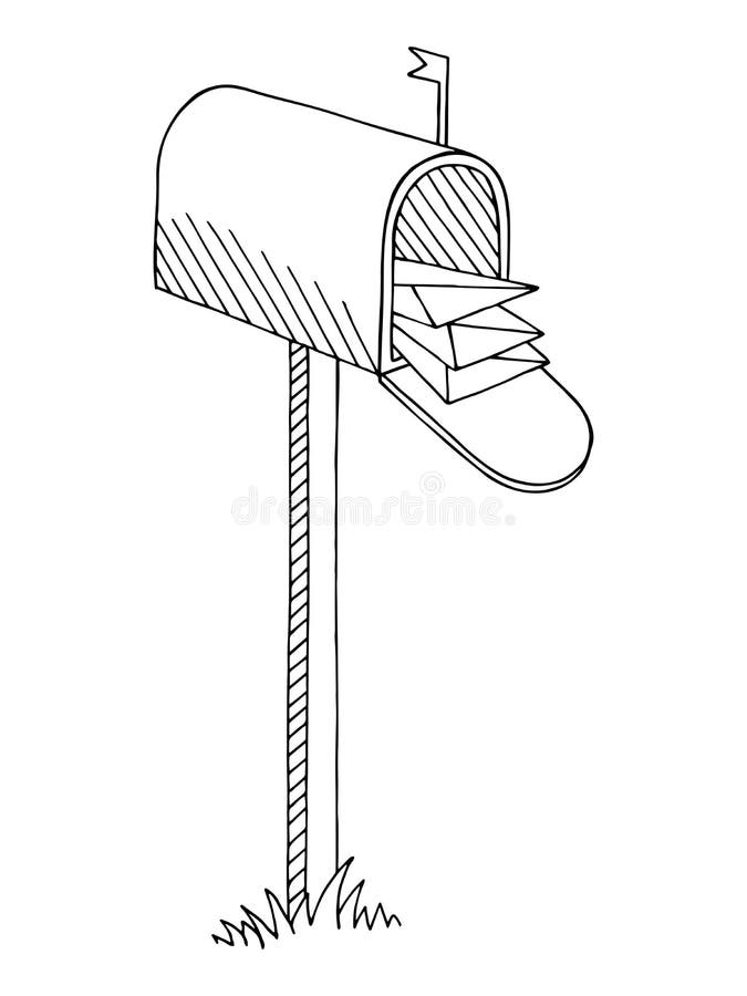 Mailbox Graphic Black White Isolated Sketch Illustration Vector Stock ... Mailbox Graphic Black White Isolated Sketch Illustration Vector Stock ...