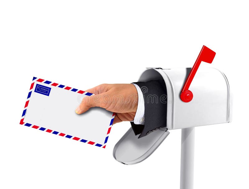 Mailbox and a Hand with an Envelope Stock Illustration - Illustration ...