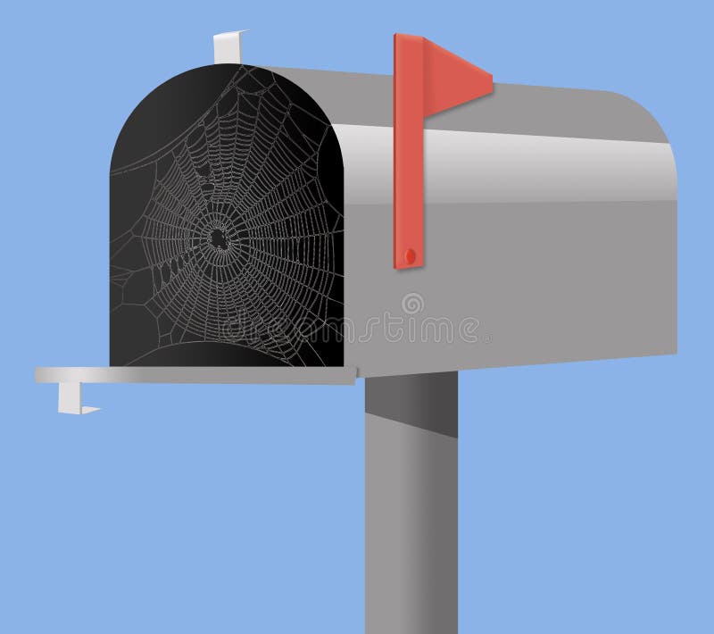 A Mailbox Has an Open Door and a Spider Web Stock Illustration ...