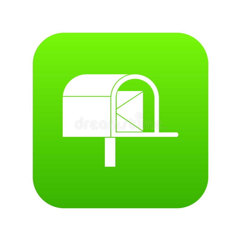 Mailbox icon digital green stock vector. Illustration of object - 115002777