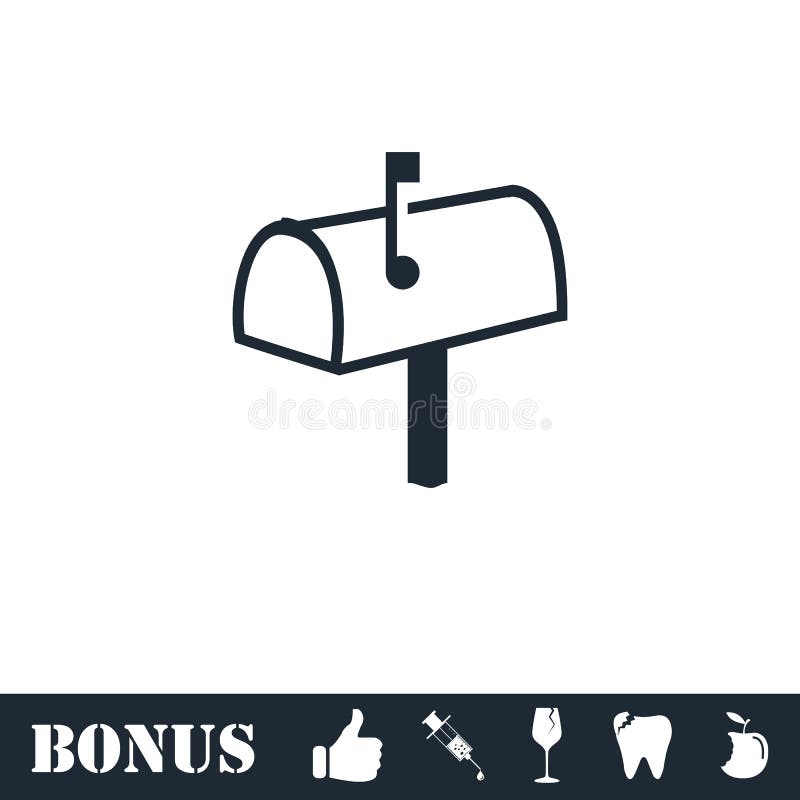 Mailbox icon flat stock illustration. Illustration of logo - 182644614