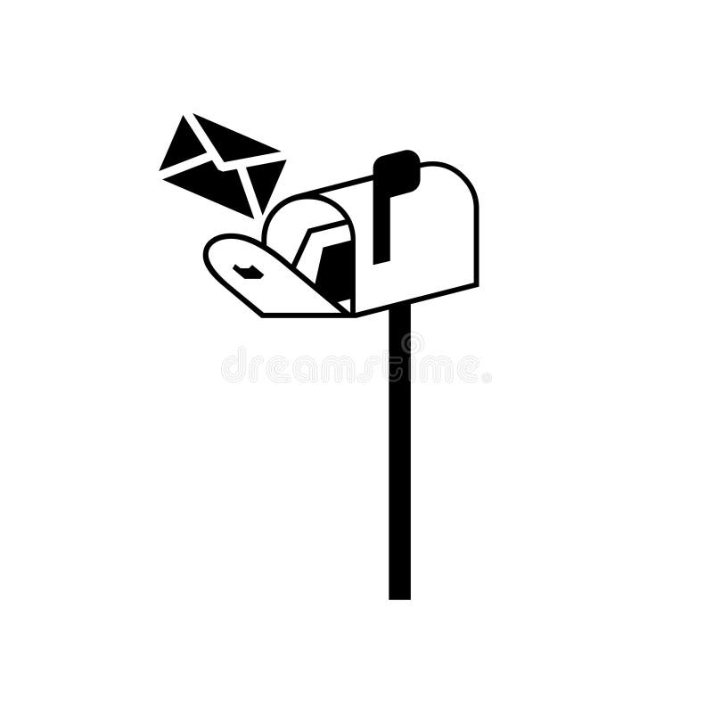 Mailbox Icon. Open Mail Symbol. Envelope Flying Graphic. Simple Postal ...